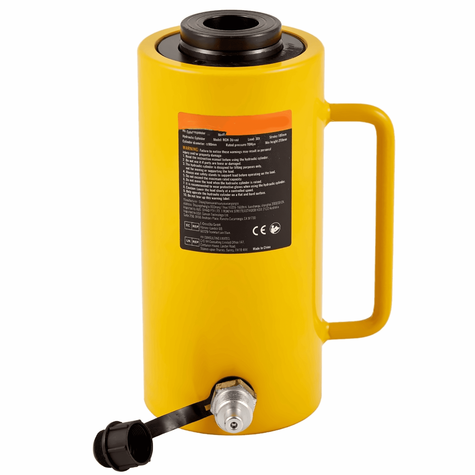 30 Ton Hydraulic Cylinder Jack, 4 Inch Stroke Solid Ram Jack, Single ...