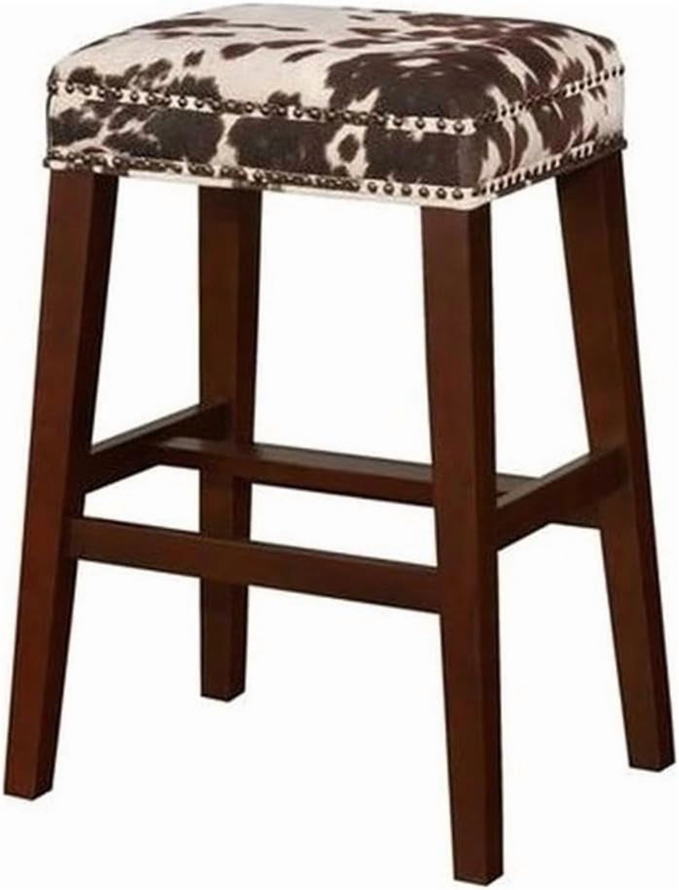 30" Transitional Wood/Fabric Cow Print Bar Stool in Brown - Walmart.com