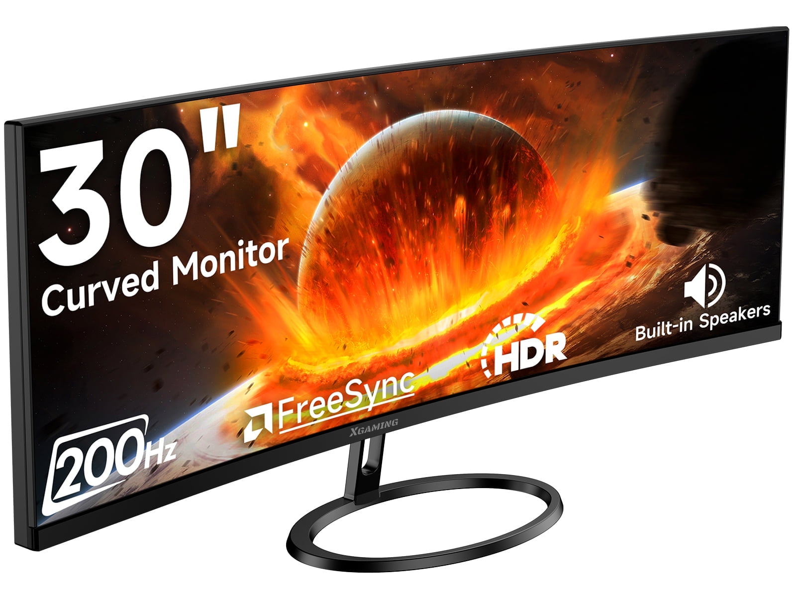 30" Ultrawide 200Hz Curved Gaming Monitor, Krocisen WFHD (1920x1080p ...