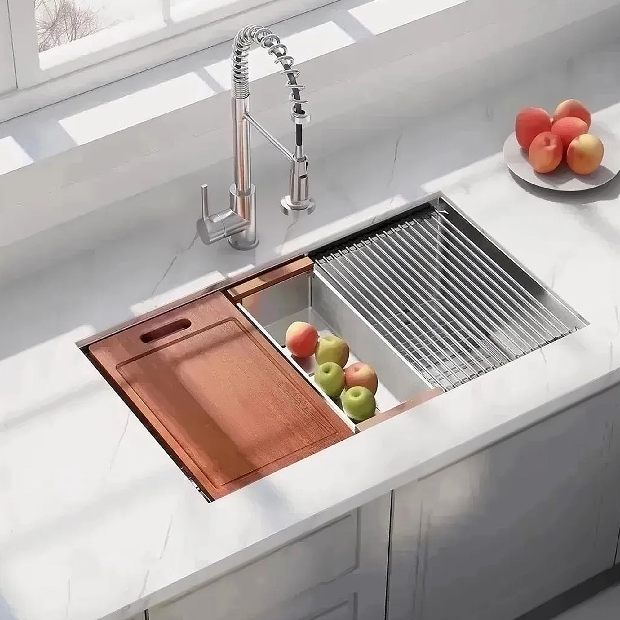 30 Undermount Workstation Sink-30 x 18 Inch Stainless Steel Undermount Kitchen Sink, Handmade ...