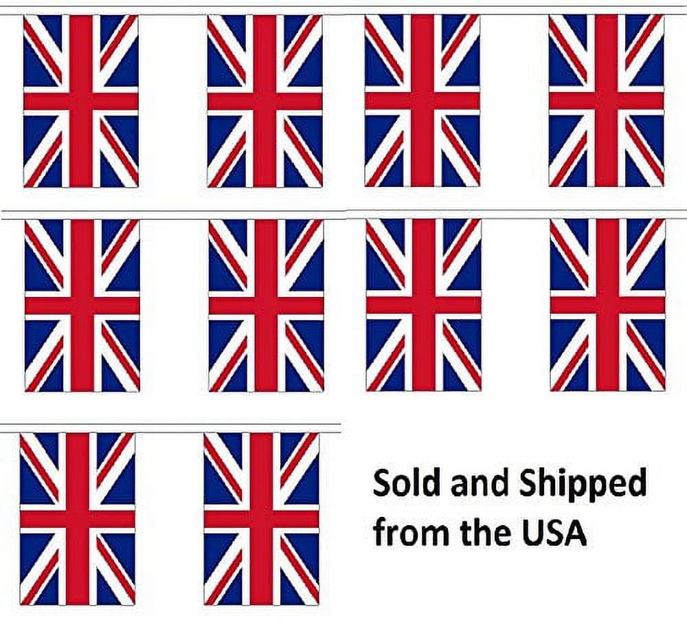 30' United Kingdom String Flag Party Bunting Has 30 British 6"x9 ...