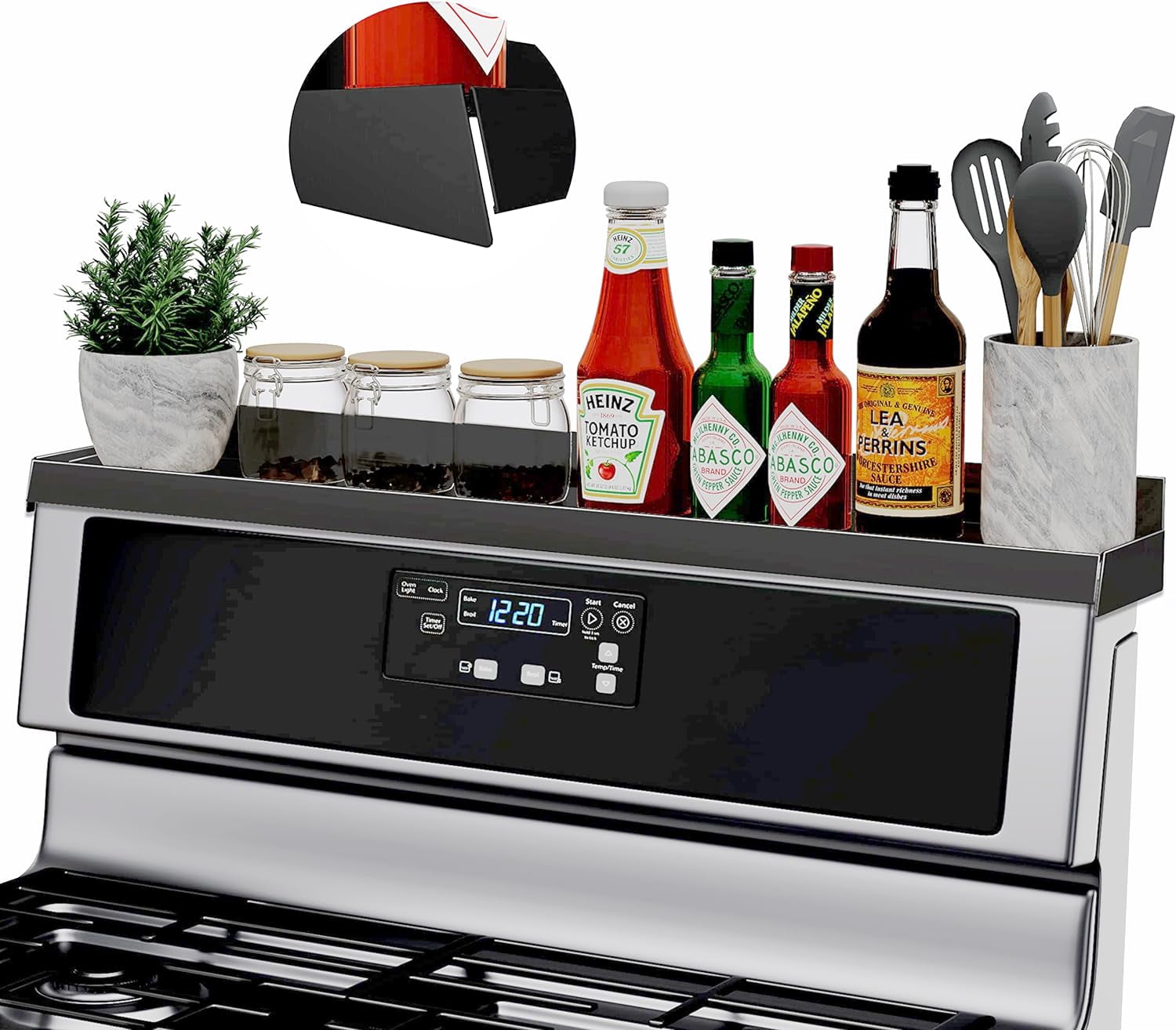 30" Upgrade Stainless Steel Stove Top Shelf, Magnetic Shelf for Kitchen Stove/Oven, Over The ...