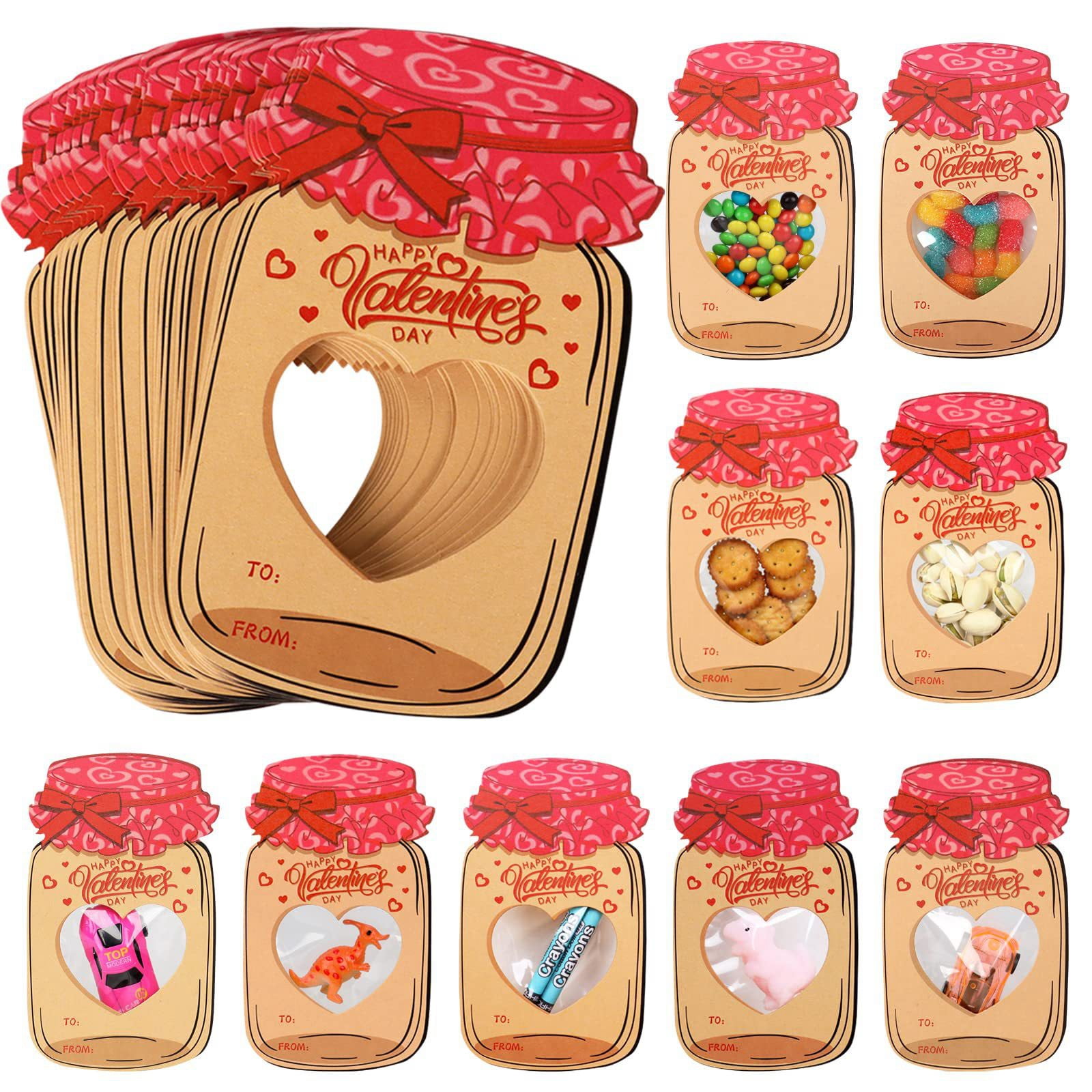 30 Valentine's Day Candy Cards With Drifting Bottle Shaped Cards For ...
