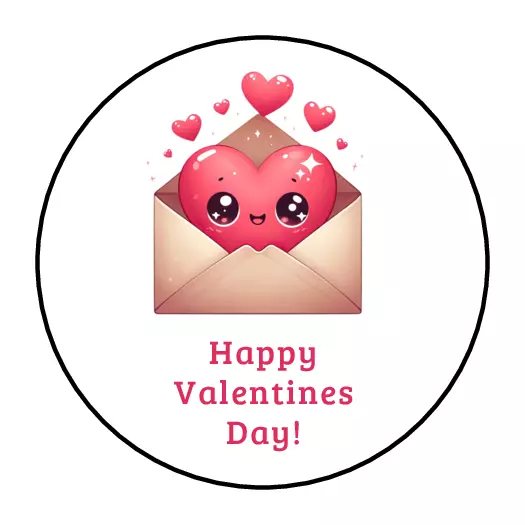 30 Valentines Day Pink Happy Mail Stickers Round Gift For You ...
