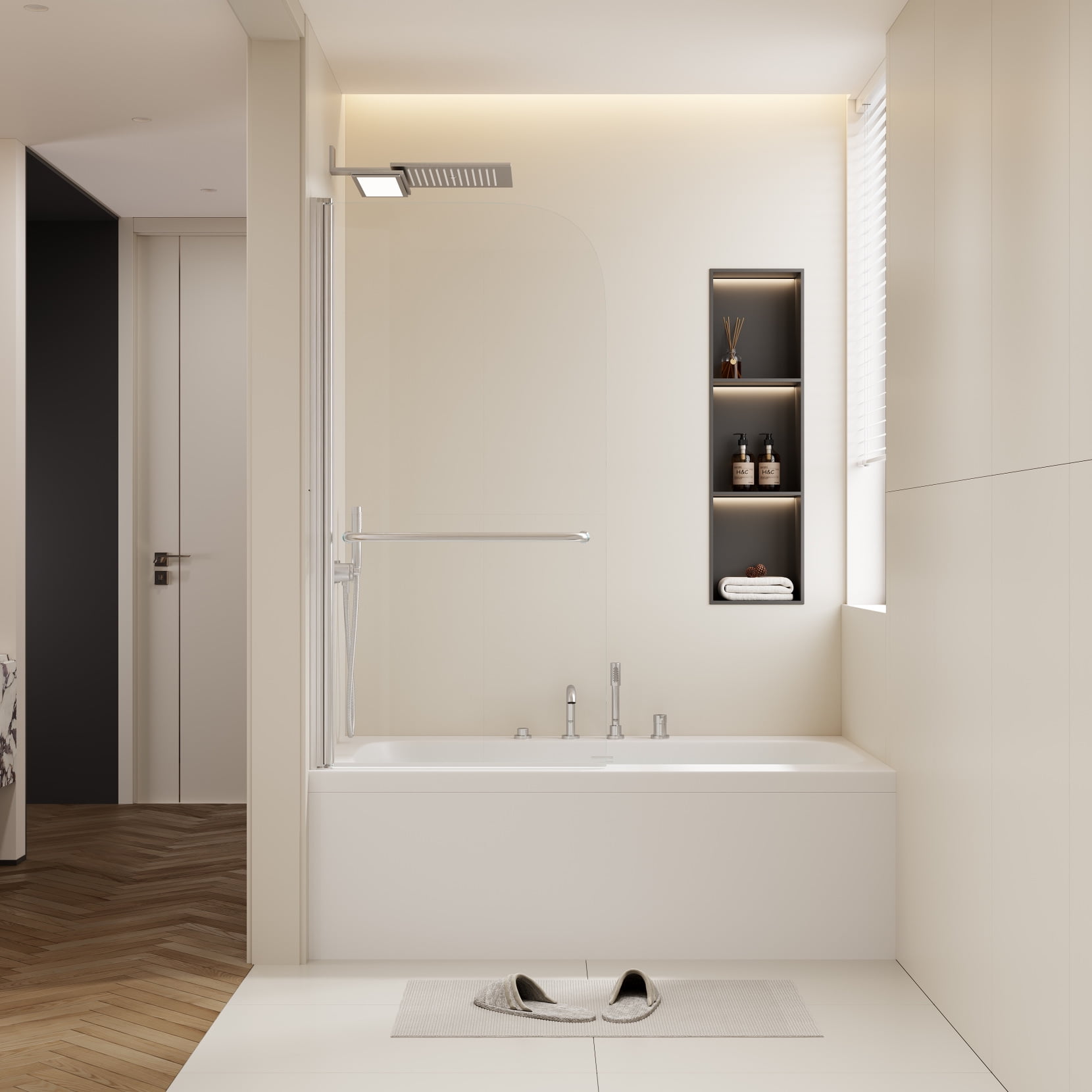 30" W x 58" H Bidirectional Sliding Shower Door with 6mm Tempered Glass ...