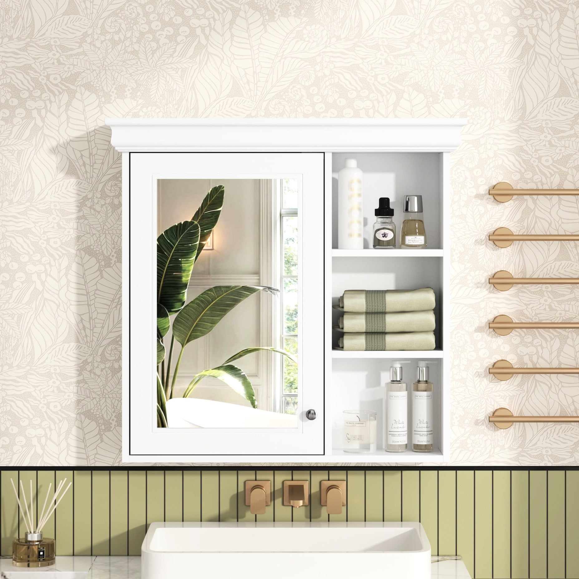 30'' Wall Mounted Bathroom Mirror Storage | Hidden & Open Shelves for ...