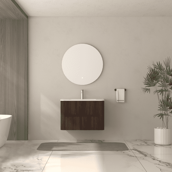 30" Wall Mounted Bathroom Vanity with Sink Floating Vanity Two Drawers ...