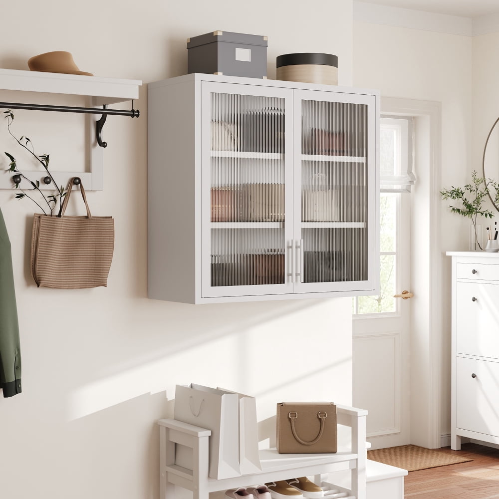 30" Wall Mounted Cabinet, Table-Top Storage Cabinet with Hazy Flute ...