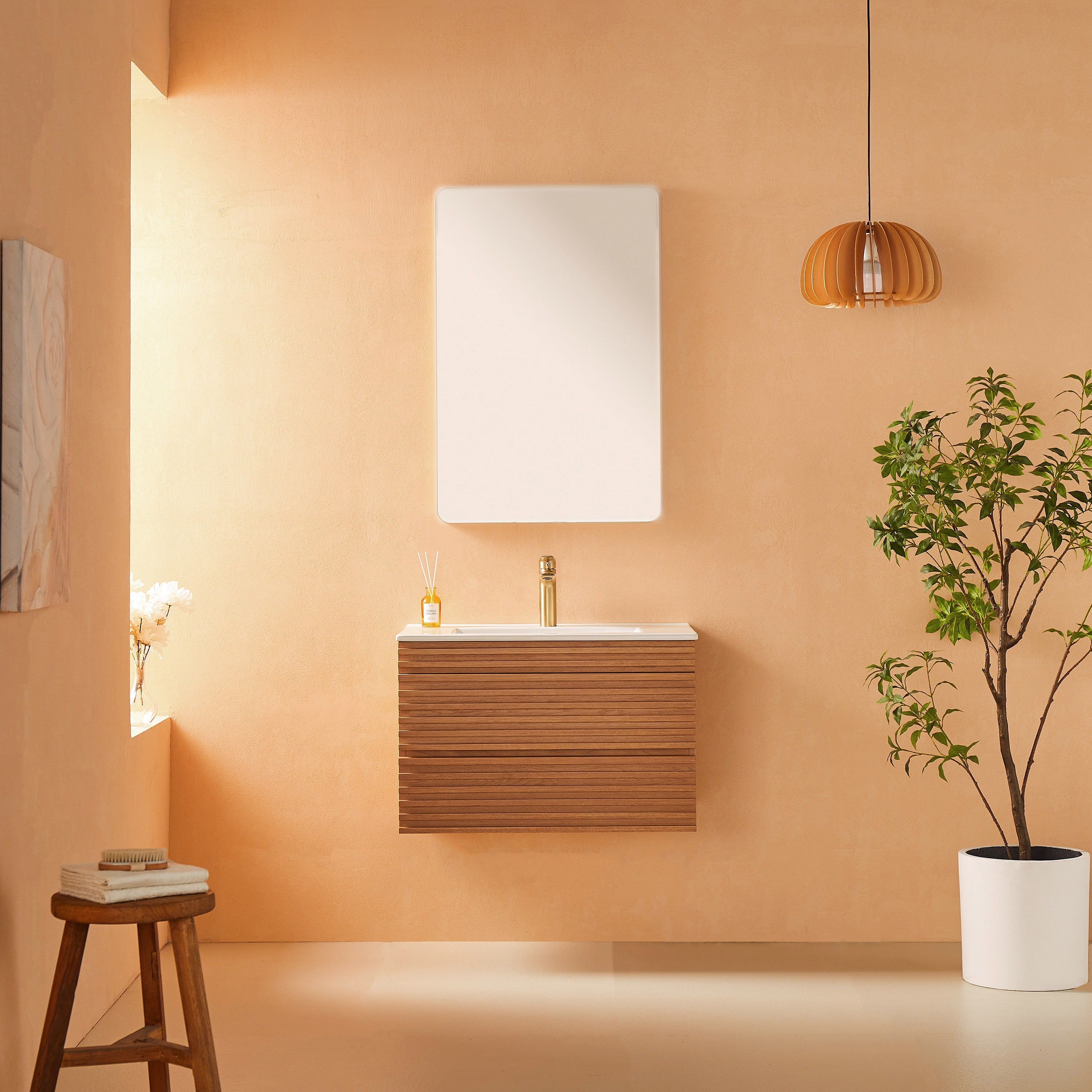 30" Wall Mounted & Floating Single Vanity with Ceramic Sink - Walmart.com