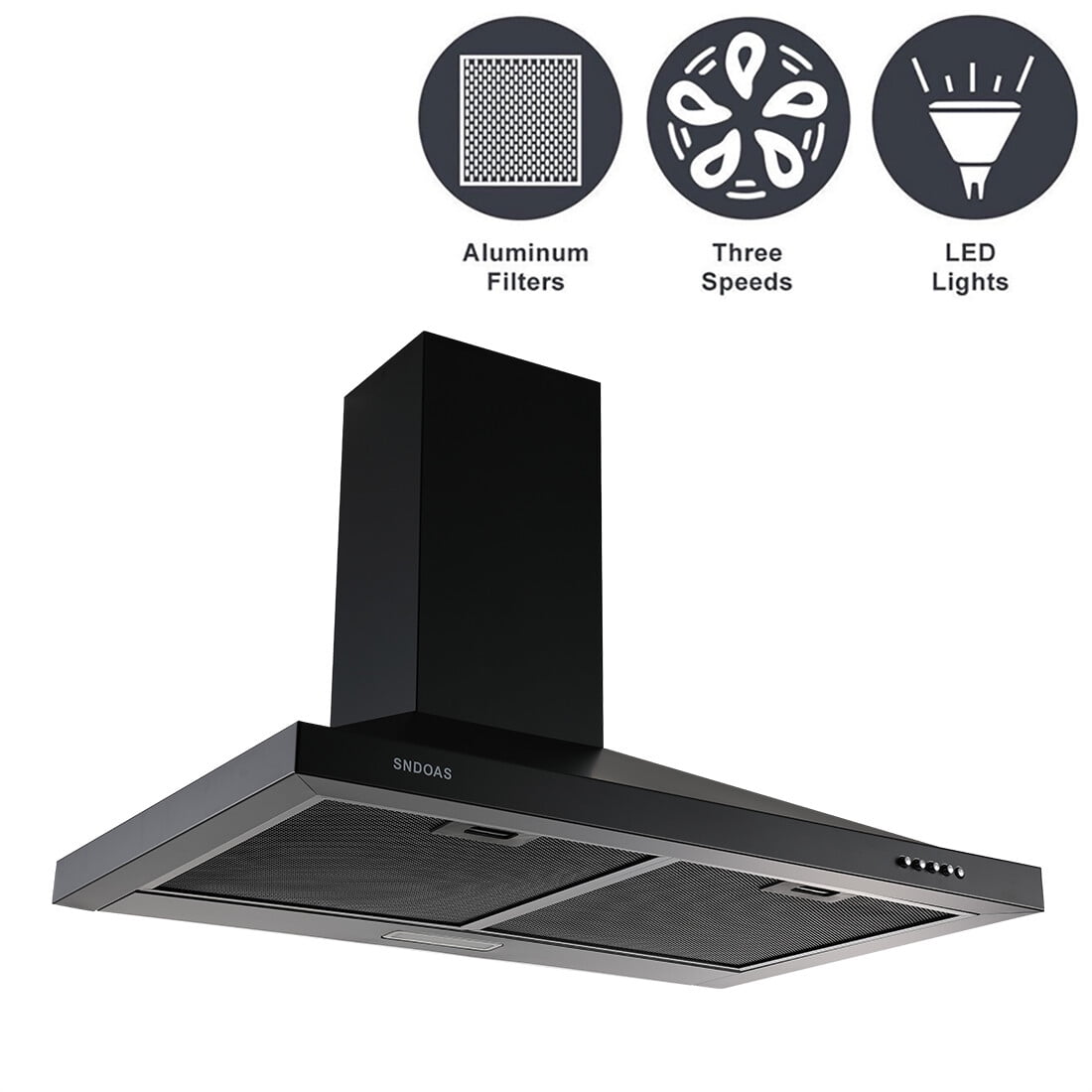 30'' Wall Mounted Kitchen Range Hood Air Cook Fan 3 Speed 350 CFM Vent ...