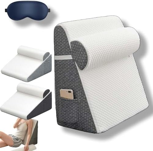 The 30° Wedge Pillow + Free 100% Light Blocking Silk Sleep Mask, 4-in-1 ...