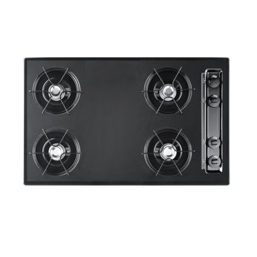 24" wide open burner gas cooktop in black with battery start ignition ...
