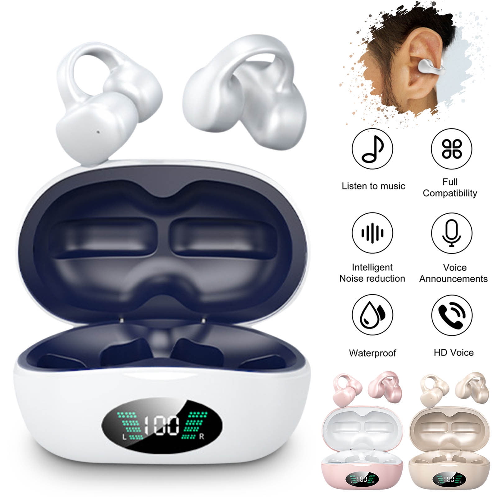 Up to 30% Off Wired Earbuds Wireless Ear Clip BoneConduction Headphones ...