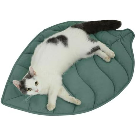 30 X 20 Inch Leaf Shaped Cotton Cat Bed Pad, Warming Cat Mat, Pet ...