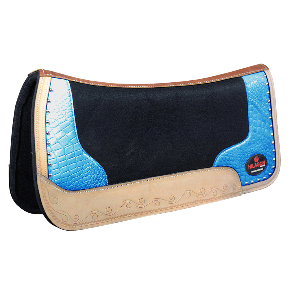 30 X 30 Western Wool Felt Horse Saddle Pad Alligator Print Leather ...