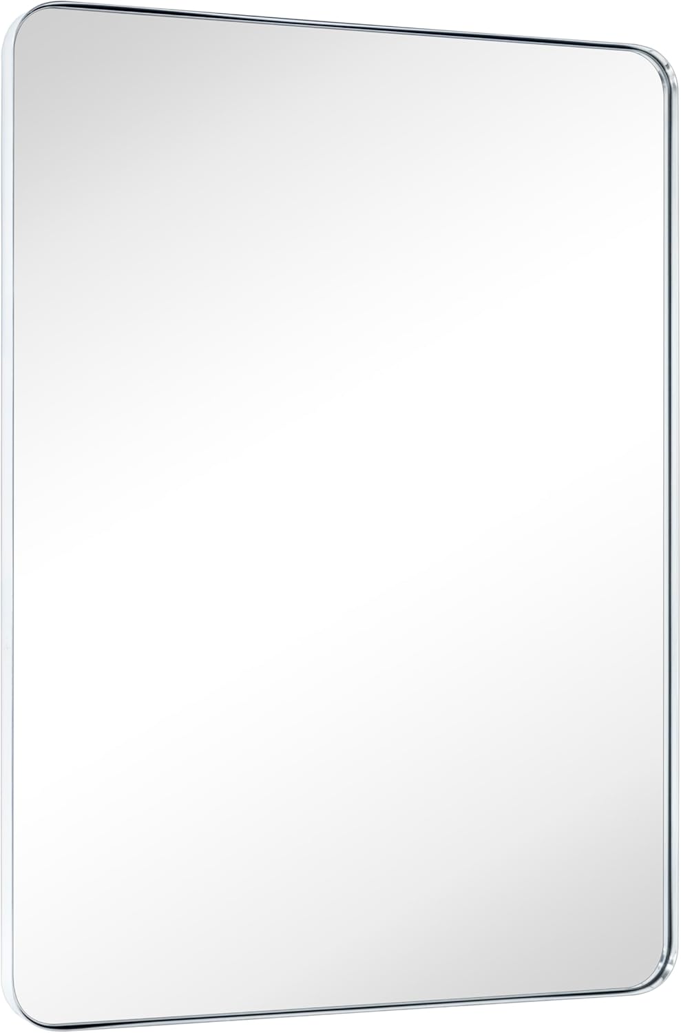 30 X 40" Polished Silver Metal Framed Rectangle Bathroom Vanity Mirror ...