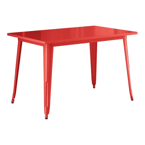 30'' X 48" Rectangular Red Metal Restaurant Patio Dining Table For ...