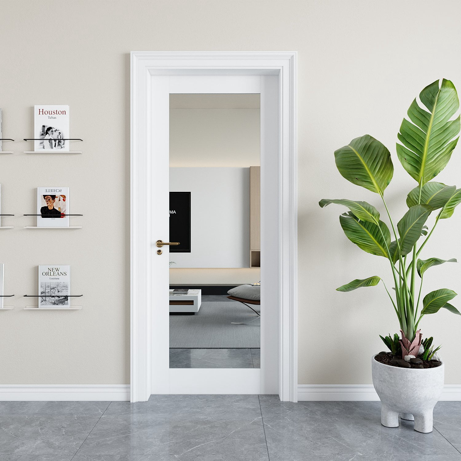 30" X 80"French Slab Door,1-Lite Mirror Solid Wood Slab Interior Doors ...