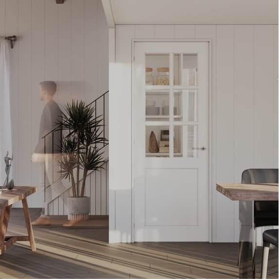 30" X 80" Interior 6-Lite Clear Glass Prehung Door Slab Primed White ...