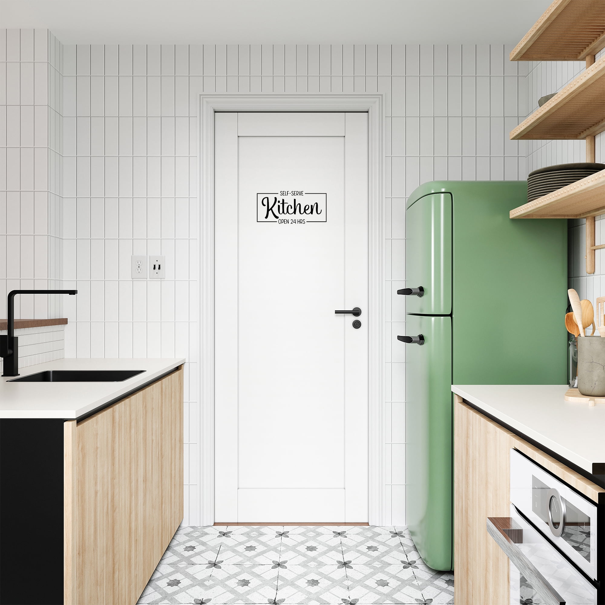 30" X 80" Solid Manufactured Wood Paneled Standard Kitchen Door Without ...