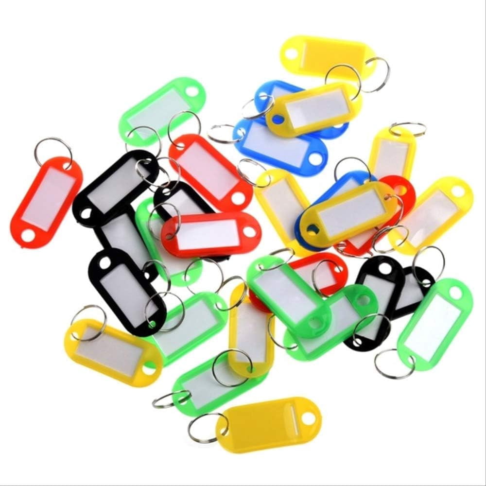 30 X Coloured Plastic Key Fobs Luggage ID Tags Labels Key Rings with ...