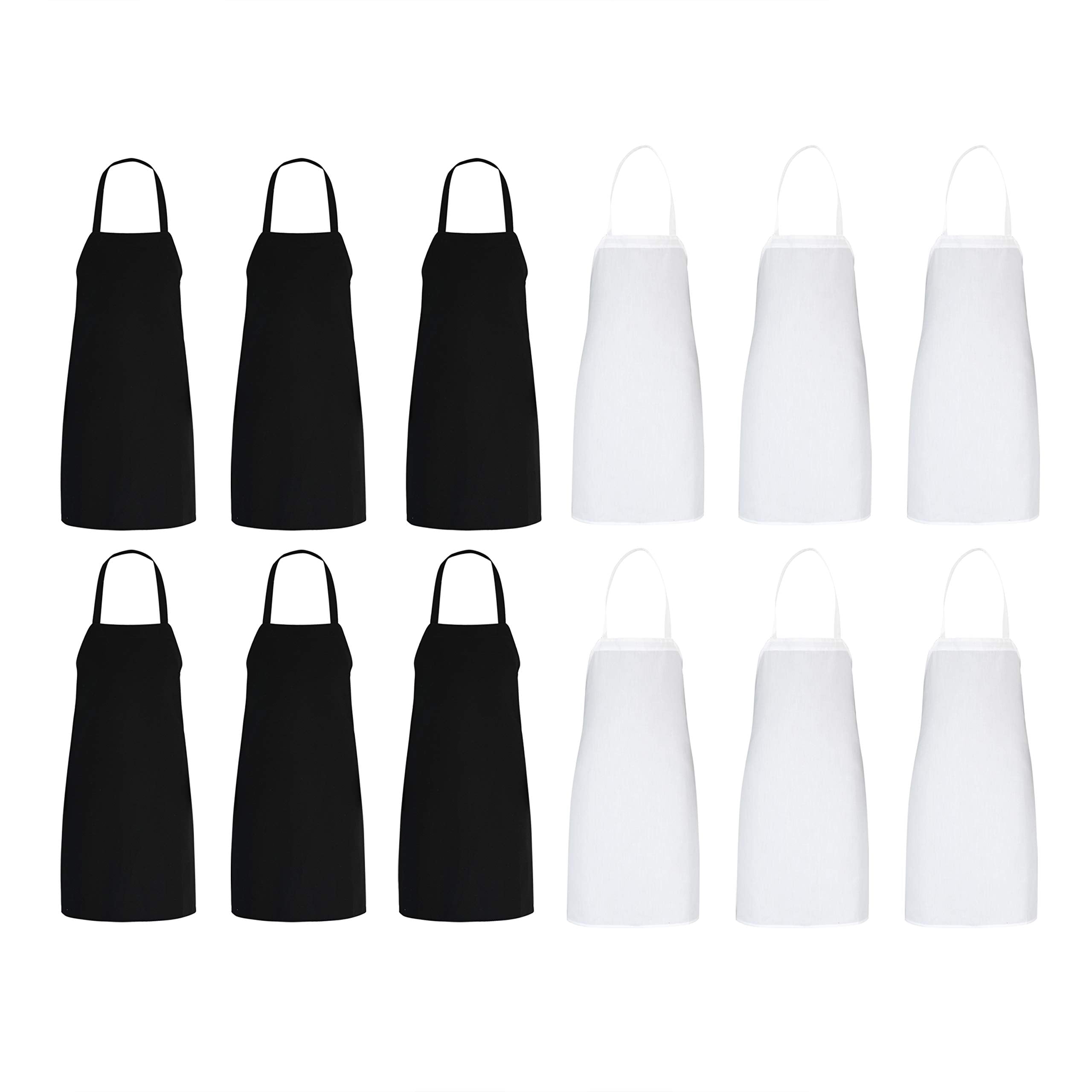 WHOLE HOUSEWARES 30"X34" Kitchen Bib Aprons 12 Pack (White 6pcs/Black ...