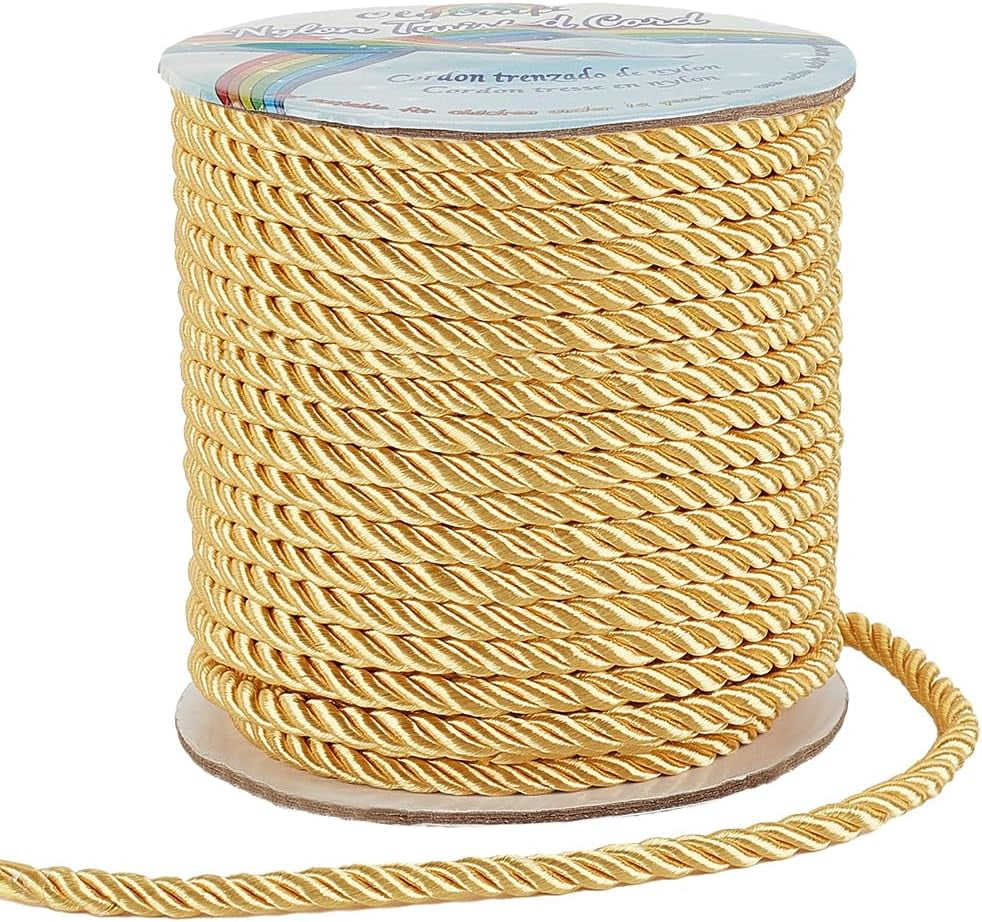 30 Yards 5mm Gold Twisted Cord Twisted Nylon Cord Rope 3-Ply Twisted ...