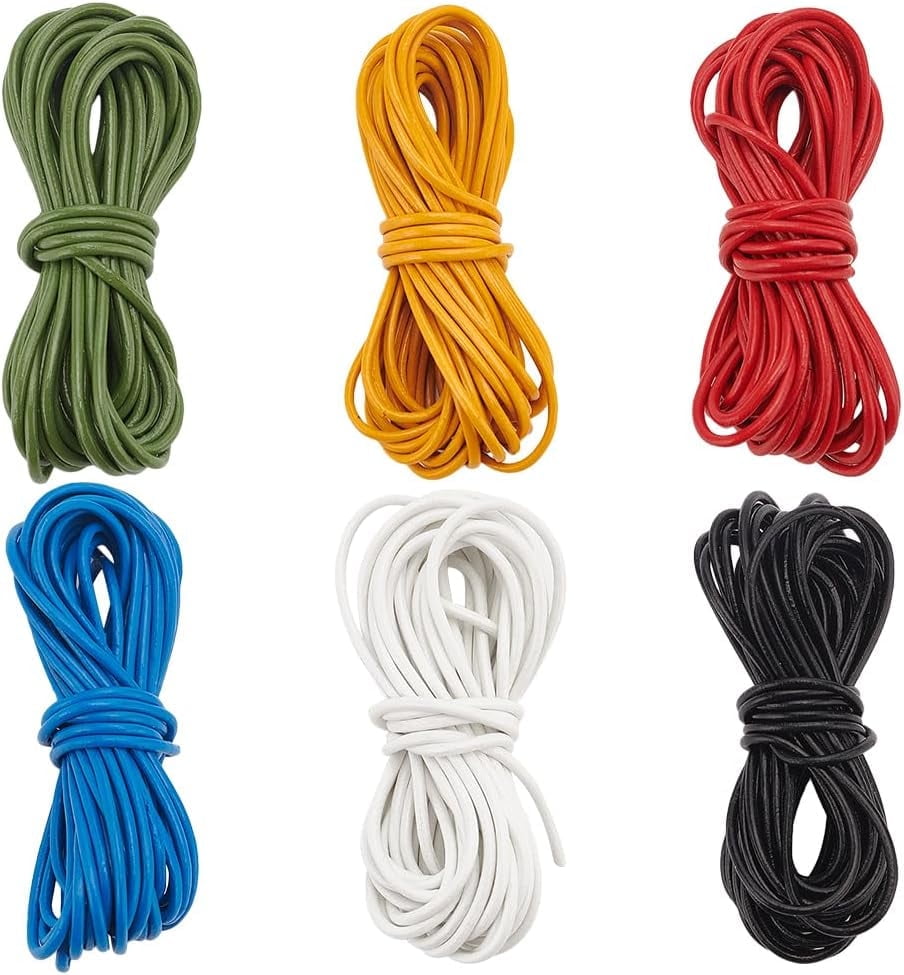 30 Yards 6 Colors Cowhide Rope 2mm Round Leather Rope Jewelry Rope Cord ...