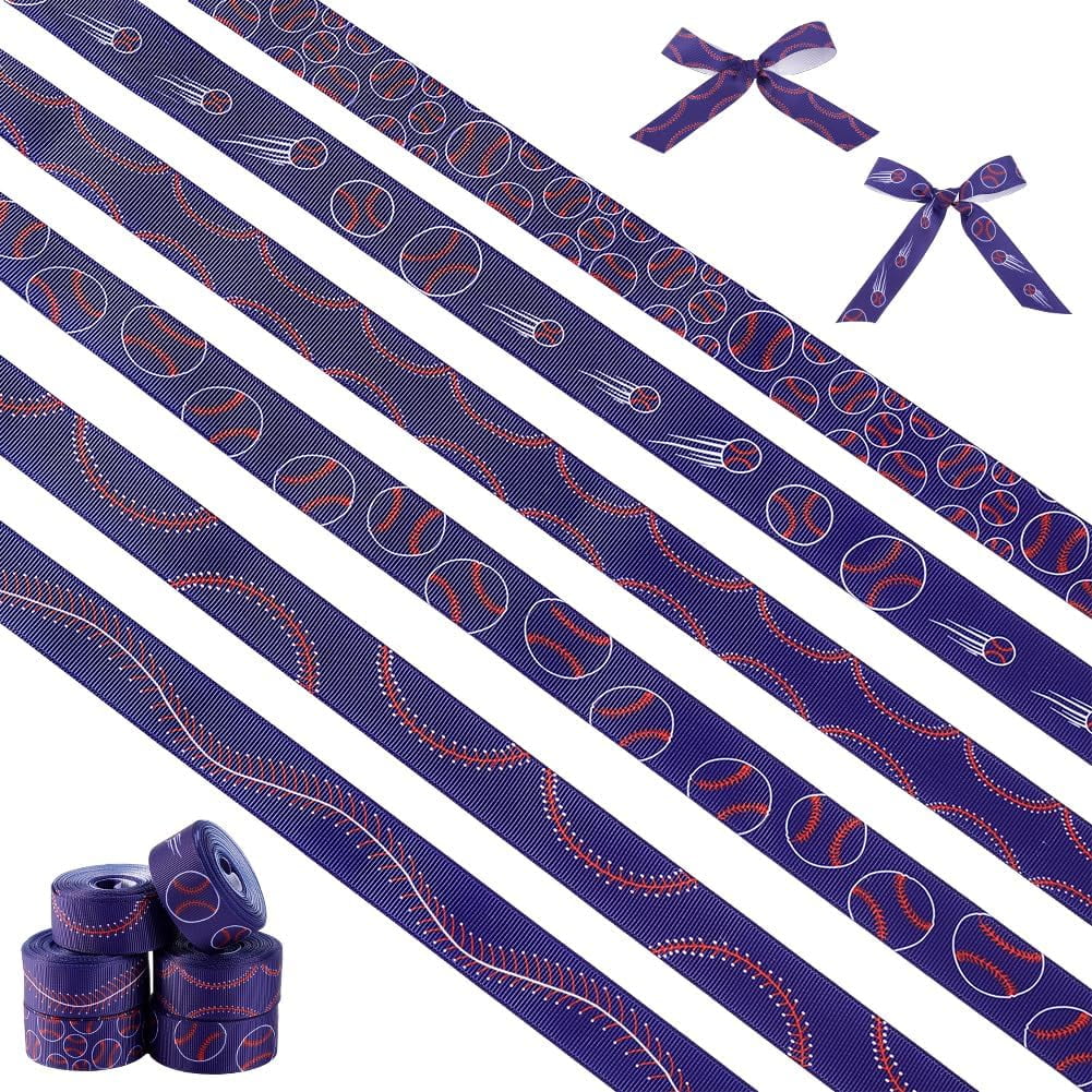 30 Yards Baseball Ribbons 7/8 Inch Wide Ribbon Sports Ball Ribbon Blue ...