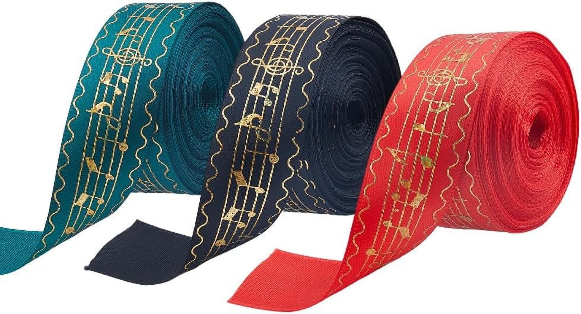 30 Yards Music Note Ribbons 3 Colors Polyester Grosgrain Ribbon 1 Inch ...
