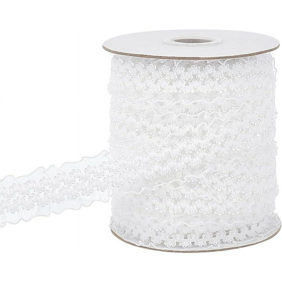 30 Yards White Double Wave Ruffle Organza Trim 1inch/25mm Chinlon ...