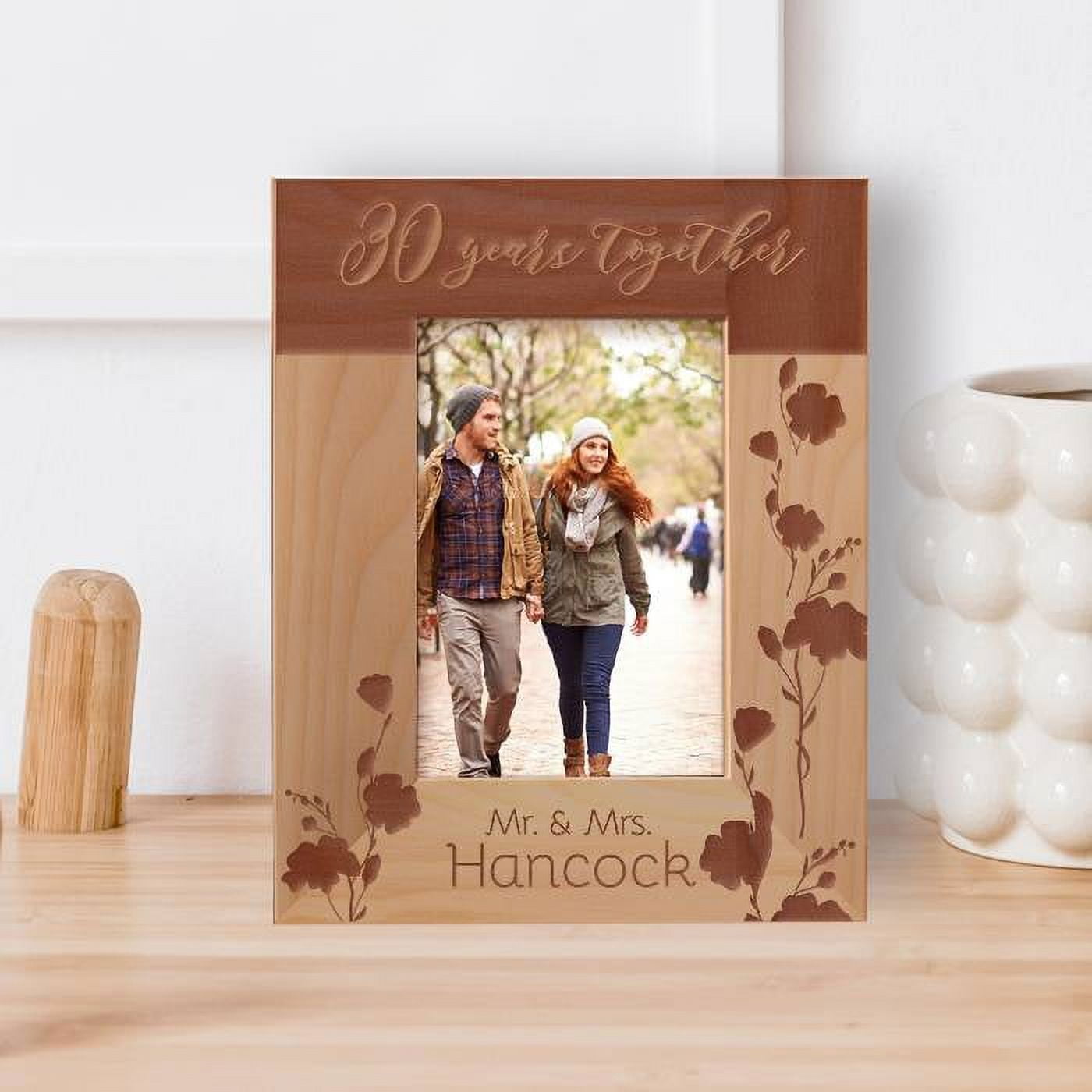 30 Years Together Personalized Wooden Frame 3 1/2" x 5" Brown (Vertical ...