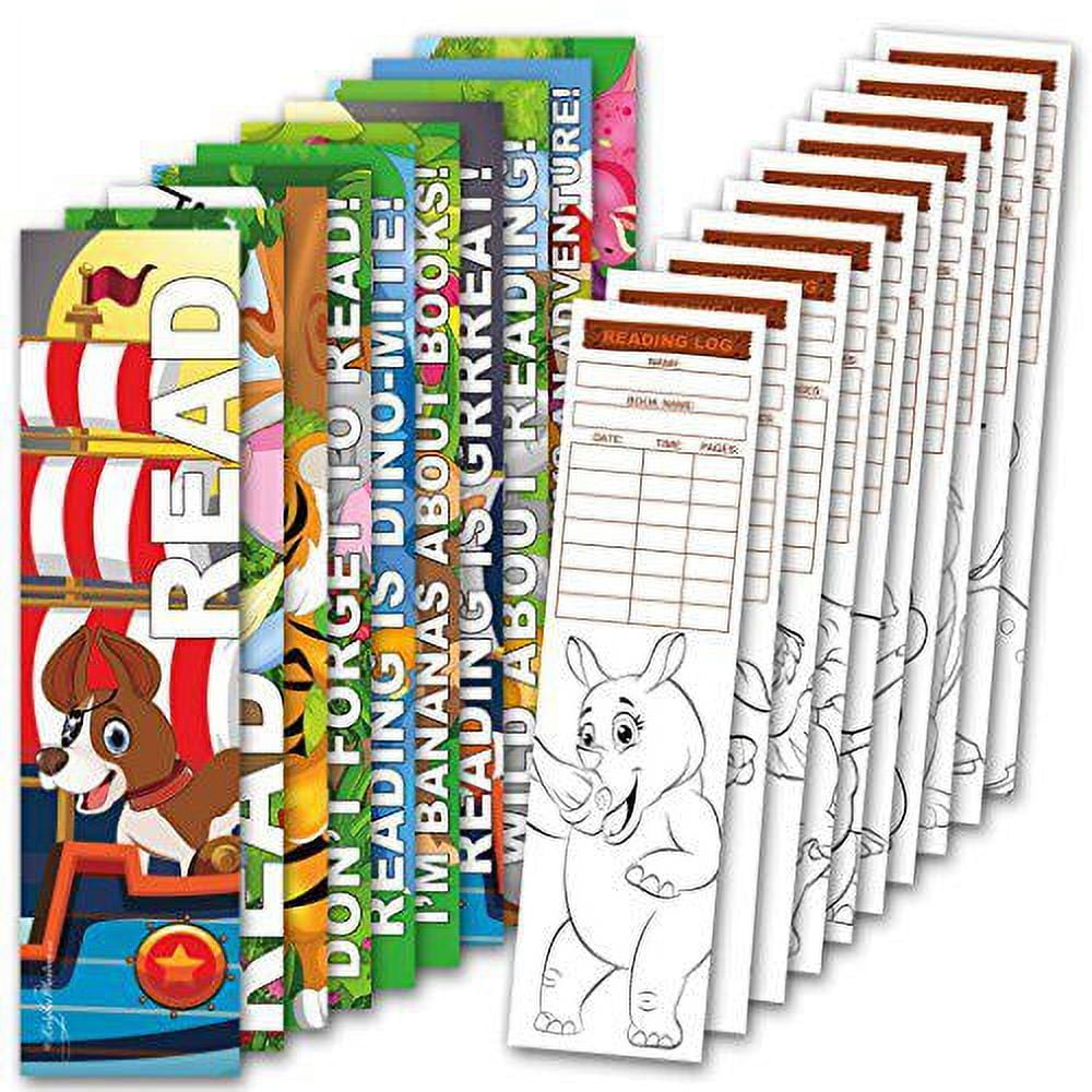30 assorted coloring bookmarks with reading logs (10 designs, 3 each ...
