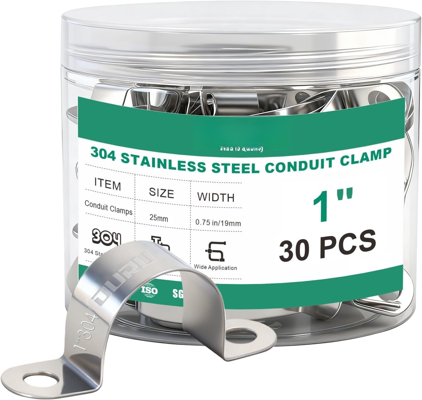 30 count 1 Inch Conduit Clamp 304 Stainless , Rigid Pipe Clamp U ...