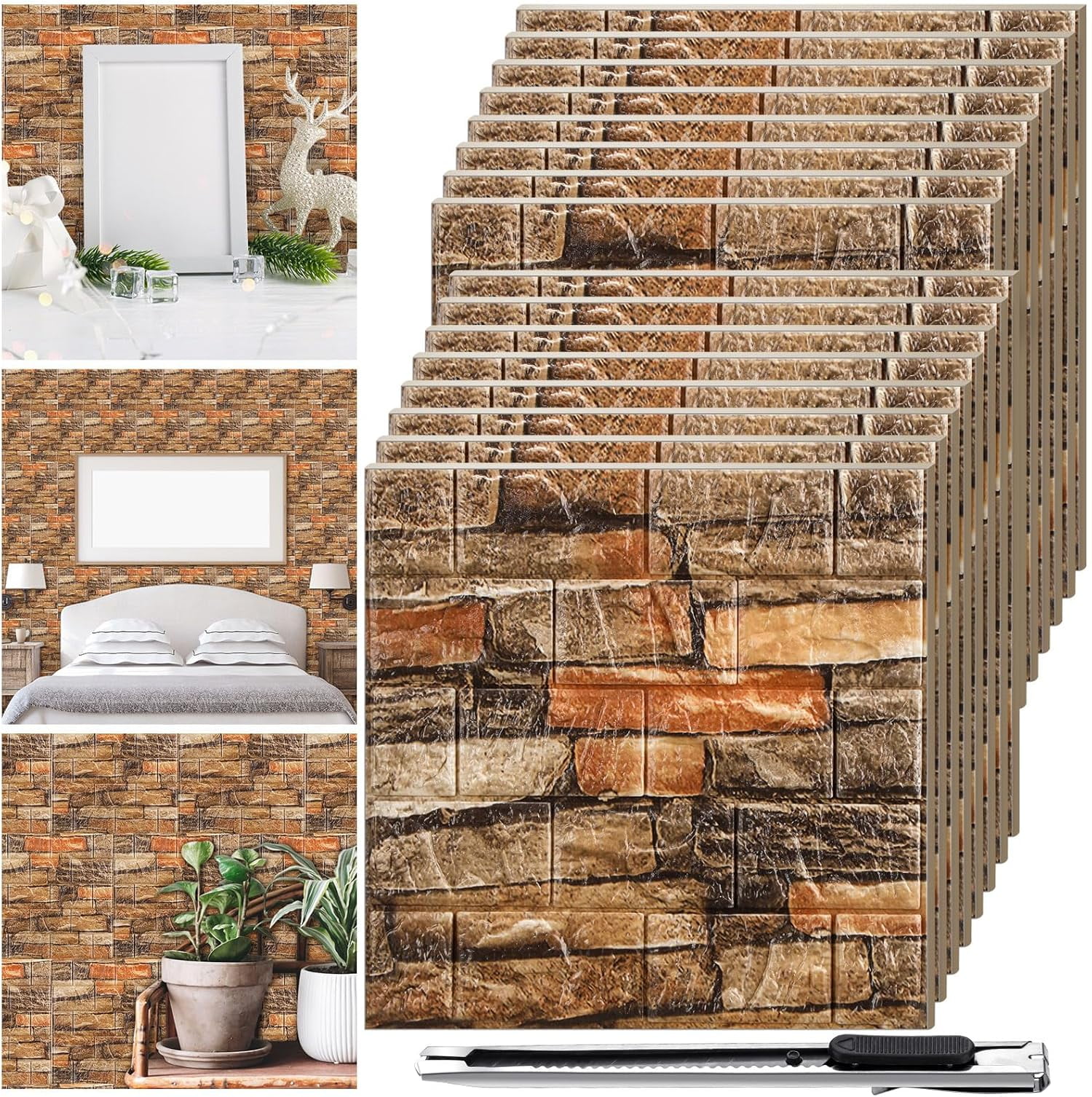 30 count 28.81 Sq ft Wall Panels Peel and Brick Wallpaper Printable ...