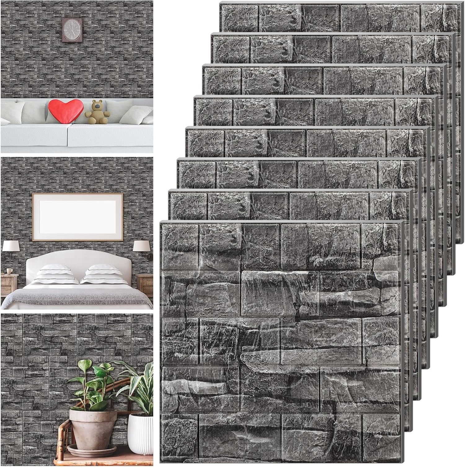 30 count 28.81 Sq ft Wall Panels Peel and Stick Brick Wallpaper ...
