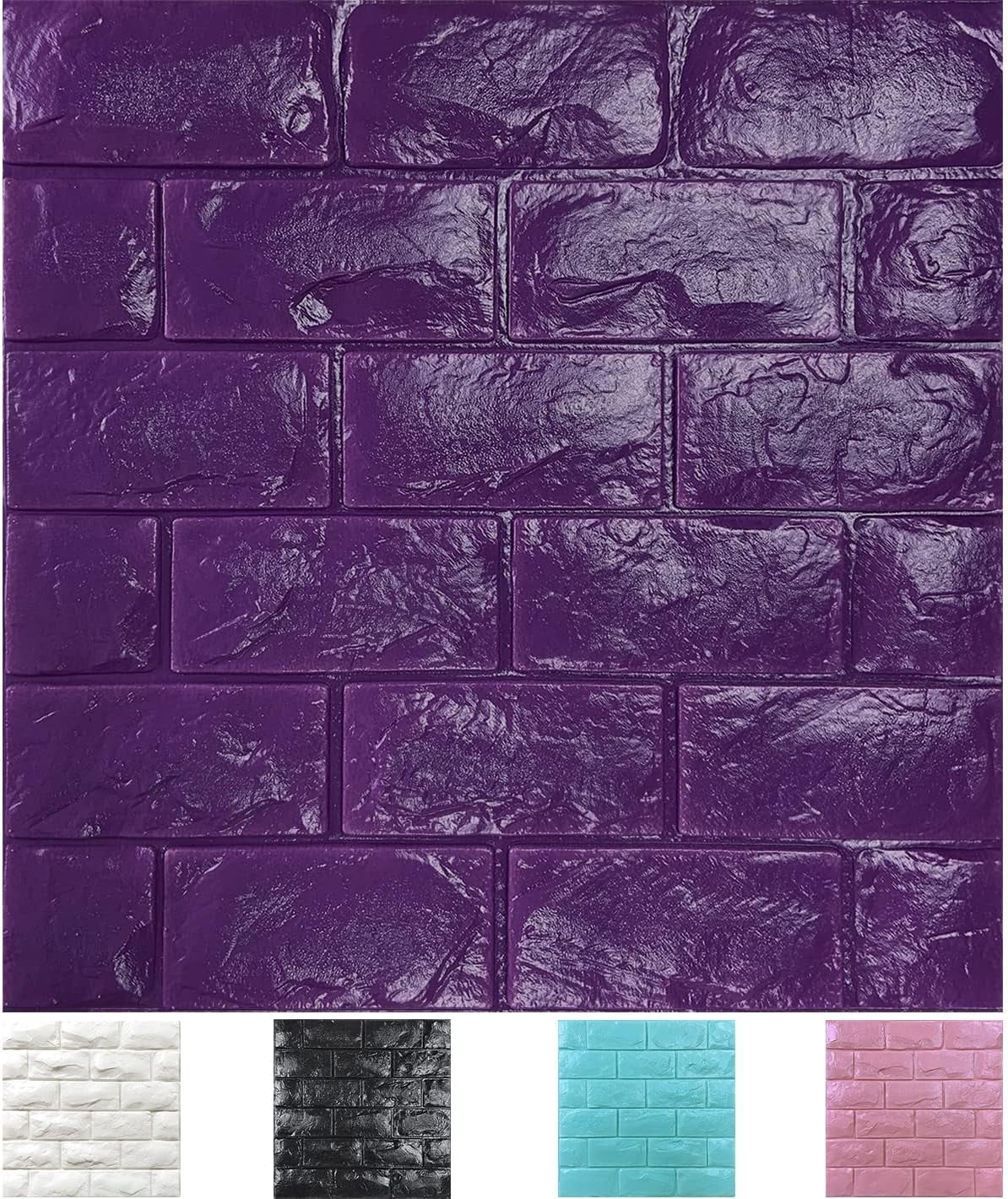 30 count Wall Panels Peel and Faux Brick Wallpaper Purple Self Brick ...