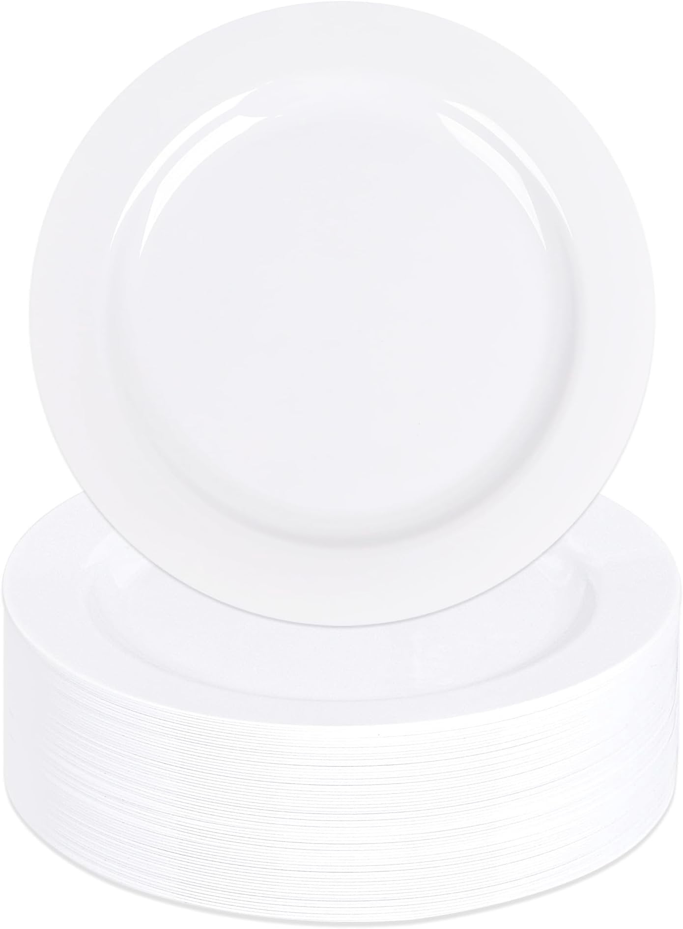 30 count White Plastic Dinner Plates 10 Inch,Heavy Duty White ...