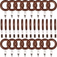 30 count Wooden Curtain Rod Rings with Curtain Clips, 1.8 Inch Inner ...
