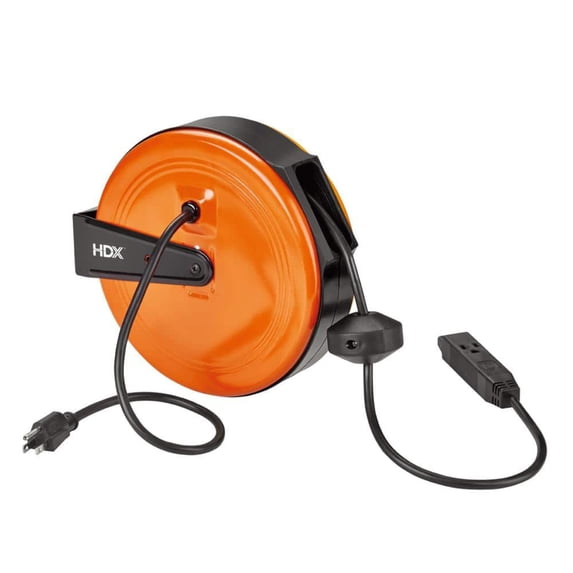 HDX 30 Ft. 16/3 Protector Extension Winder, Retractable Cord Reel with ...