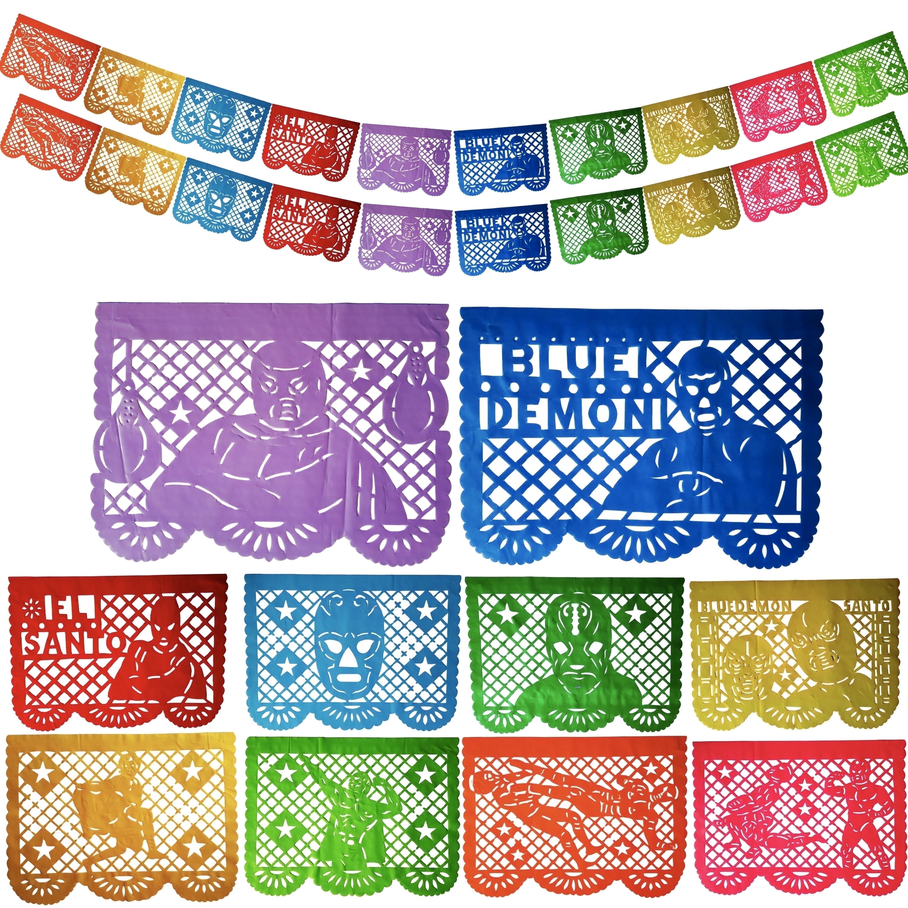 Lucha Libre Papel Picado Banner, Mexican Party Banners, Multicolor, 2 ...