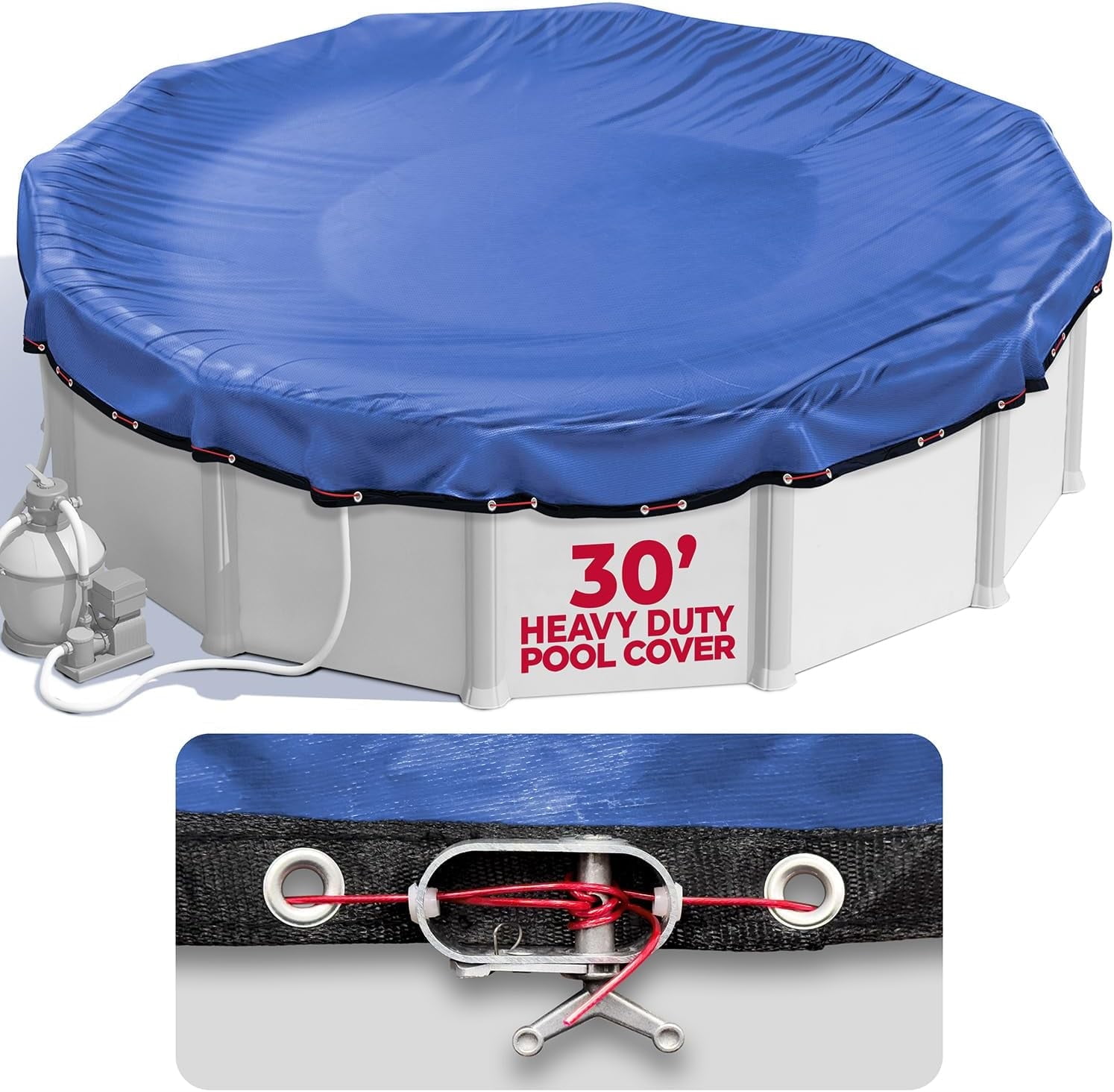 30 ft Round Premium Pool Cover for Above Ground Pools, Heavy Duty Above ...