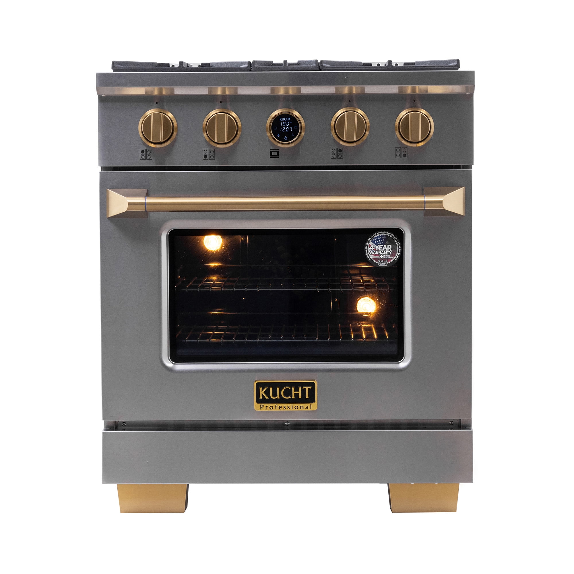 30 in. 4.2 cu.ft. 4-Burners Dual Fuel Range Propane Gas in Stainless ...