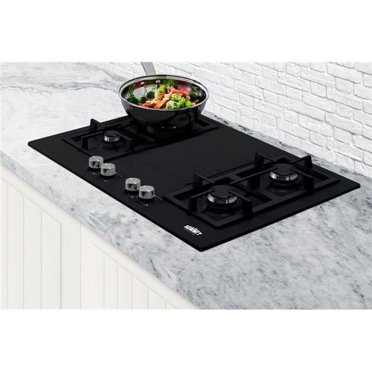 24" wide open burner gas cooktop in black with battery start ignition ...