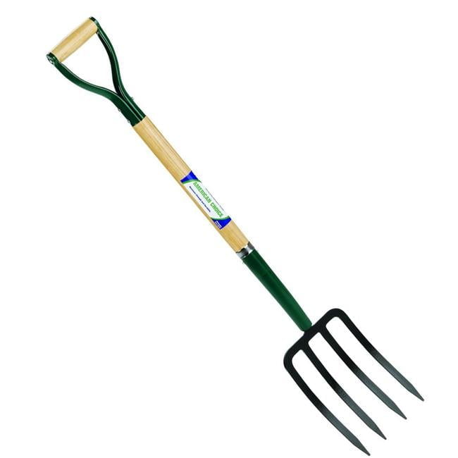 30 in. 4-Tine Steel D-Grip Spading Fork with Wood Handle, Black ...