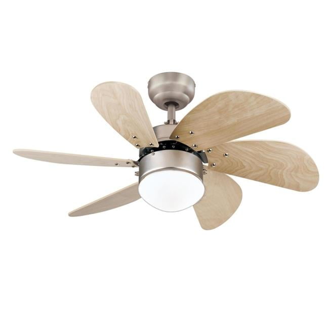 30 in. Brushed Aluminum Finish Light Maple Blades Opal Frosted Glass ...