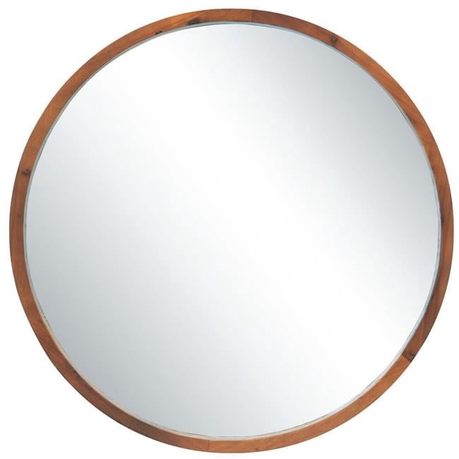 30 in. D Round Mirror, Walnut - Walmart.com