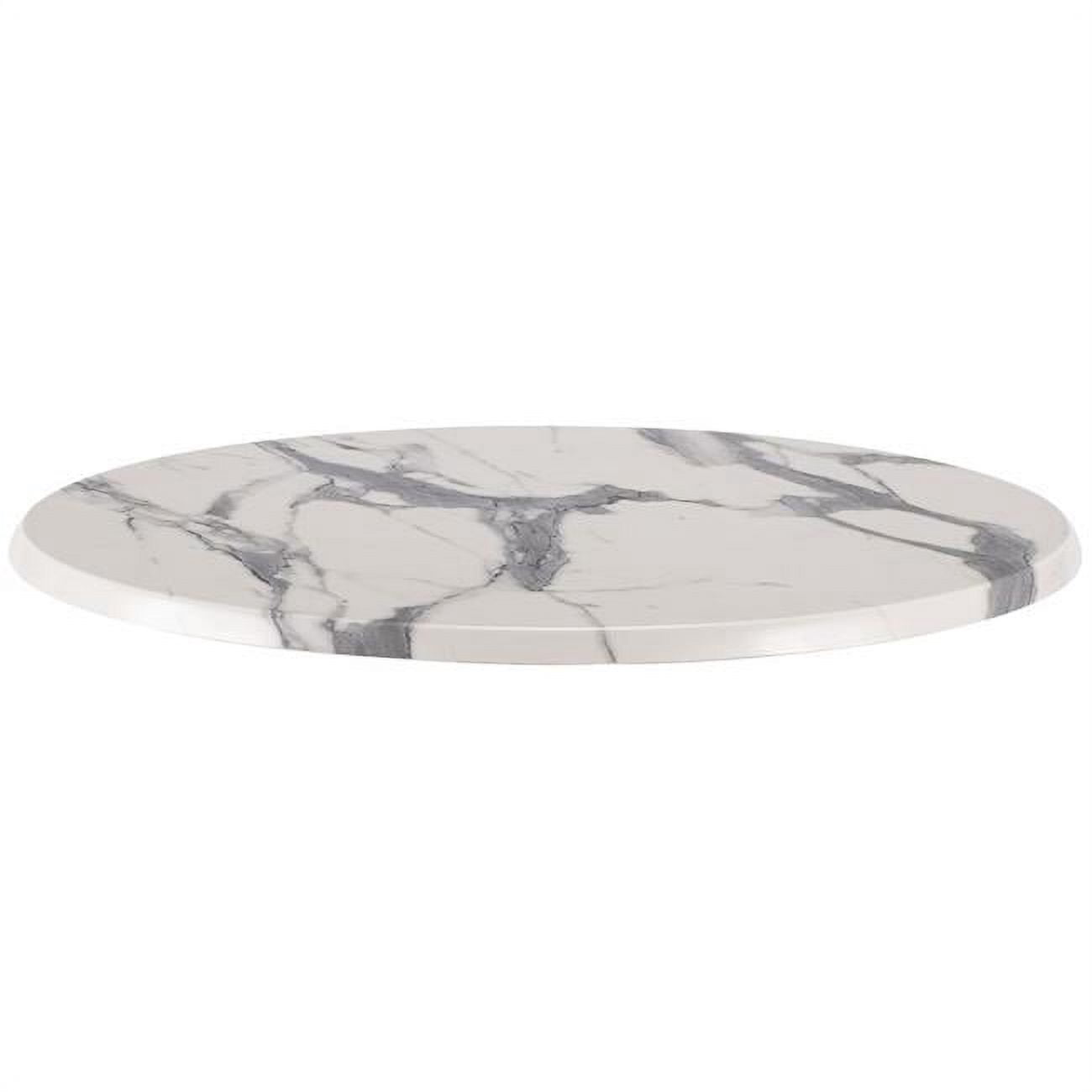 30 in. Dia. White Marble, Indoor & Outdoor All-Season Round Enduro ...