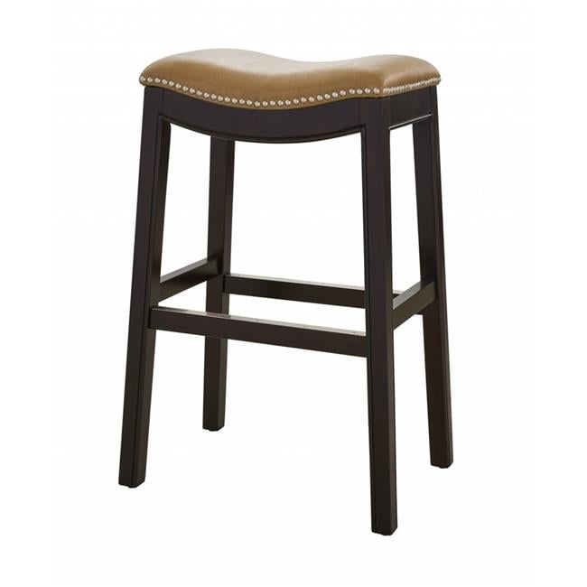 30 in. Espresso & Carmel Saddle Style Counter Height Bar Stool ...