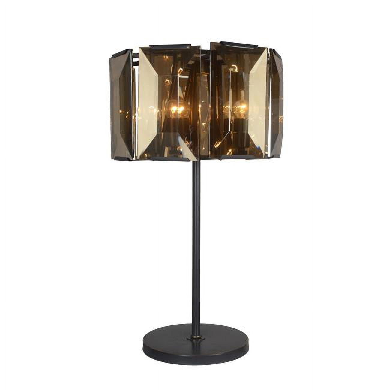 30 in. Four Light Table Lamp with Amber Glass Shades, Antique Bronze ...